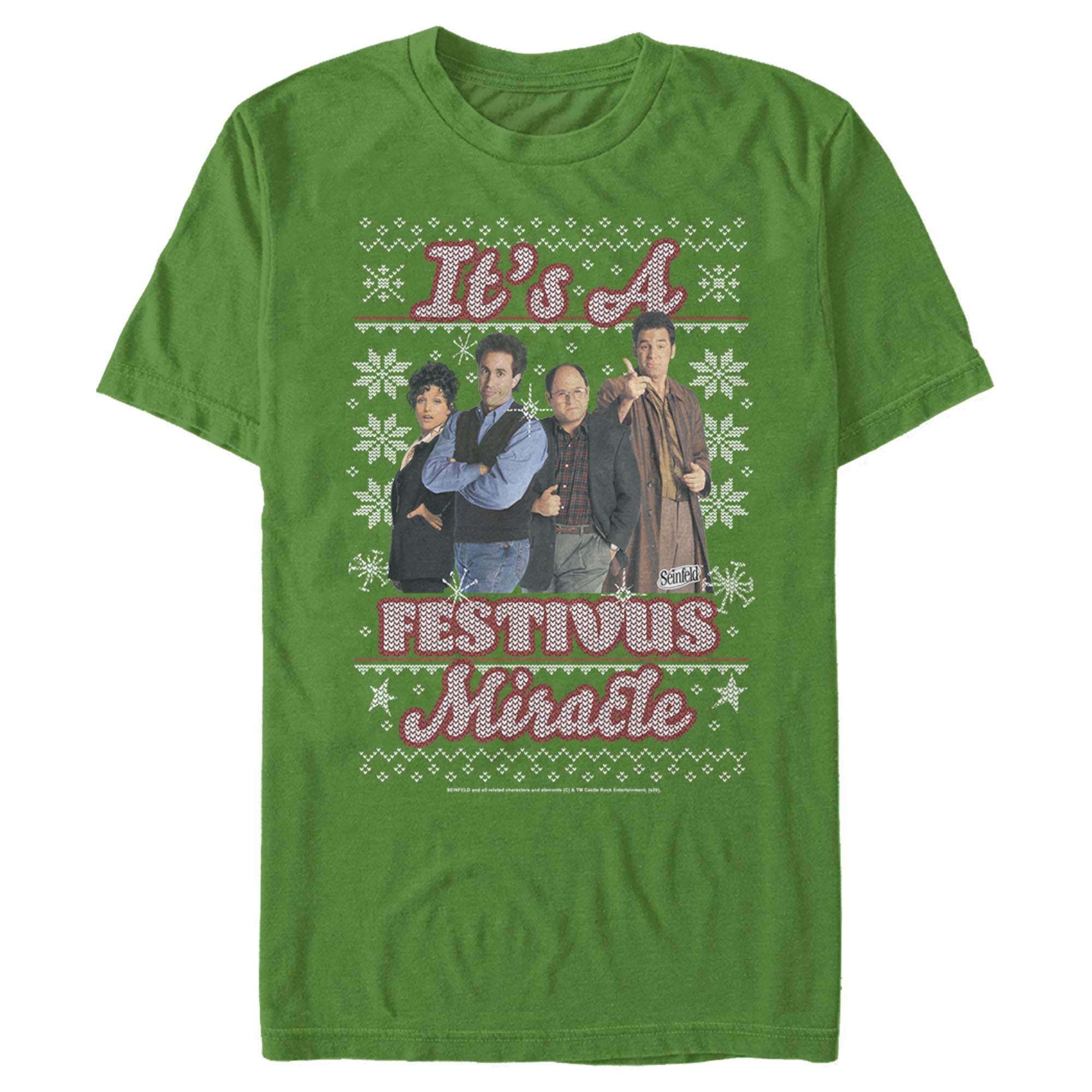 Men's Seinfeld It's A Festivus Miracle Sweater Print Graphic Tee Kelly ...