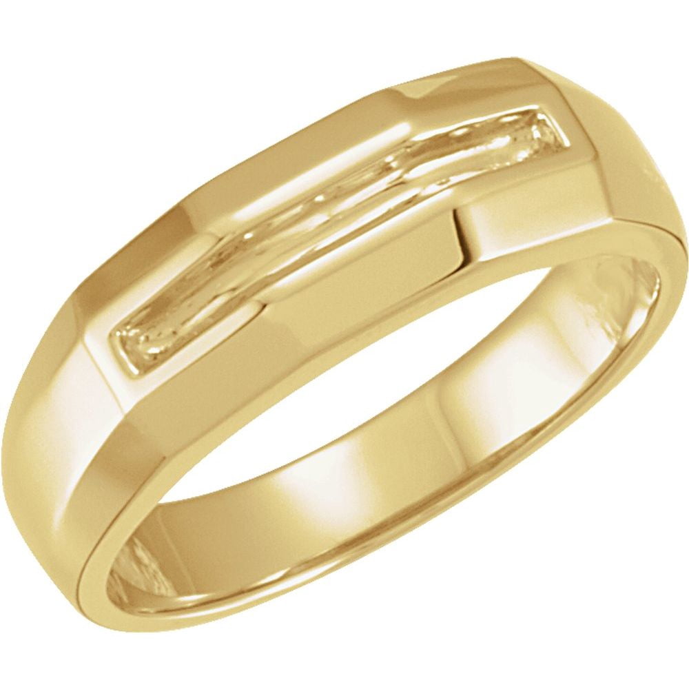 Men's Semi-Polished 14k Yellow Gold 2mm Round Shape Channel-Set Bridal ...