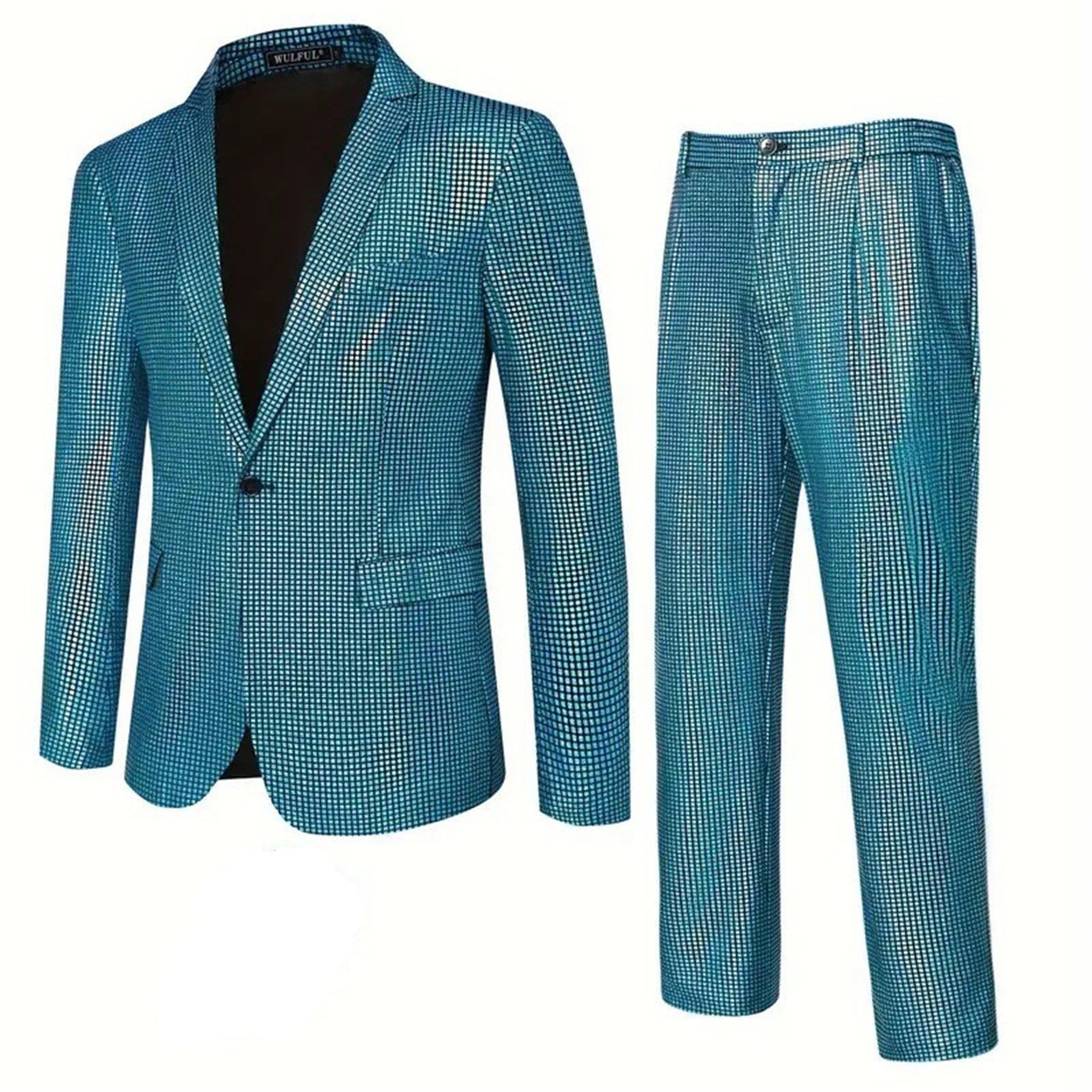 Men's Sequin Checkered Suit Set for Party, Stage, & Nightclub ...