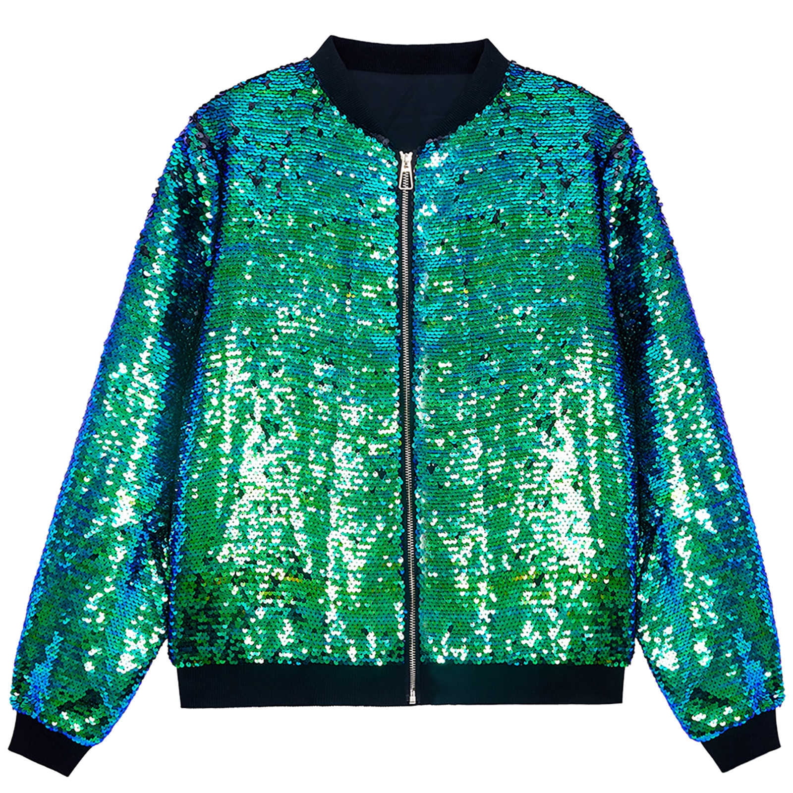 Men‘s Sequin Jacket For Men's Zip Up Long Sleeves Party Disco Sparkly ...
