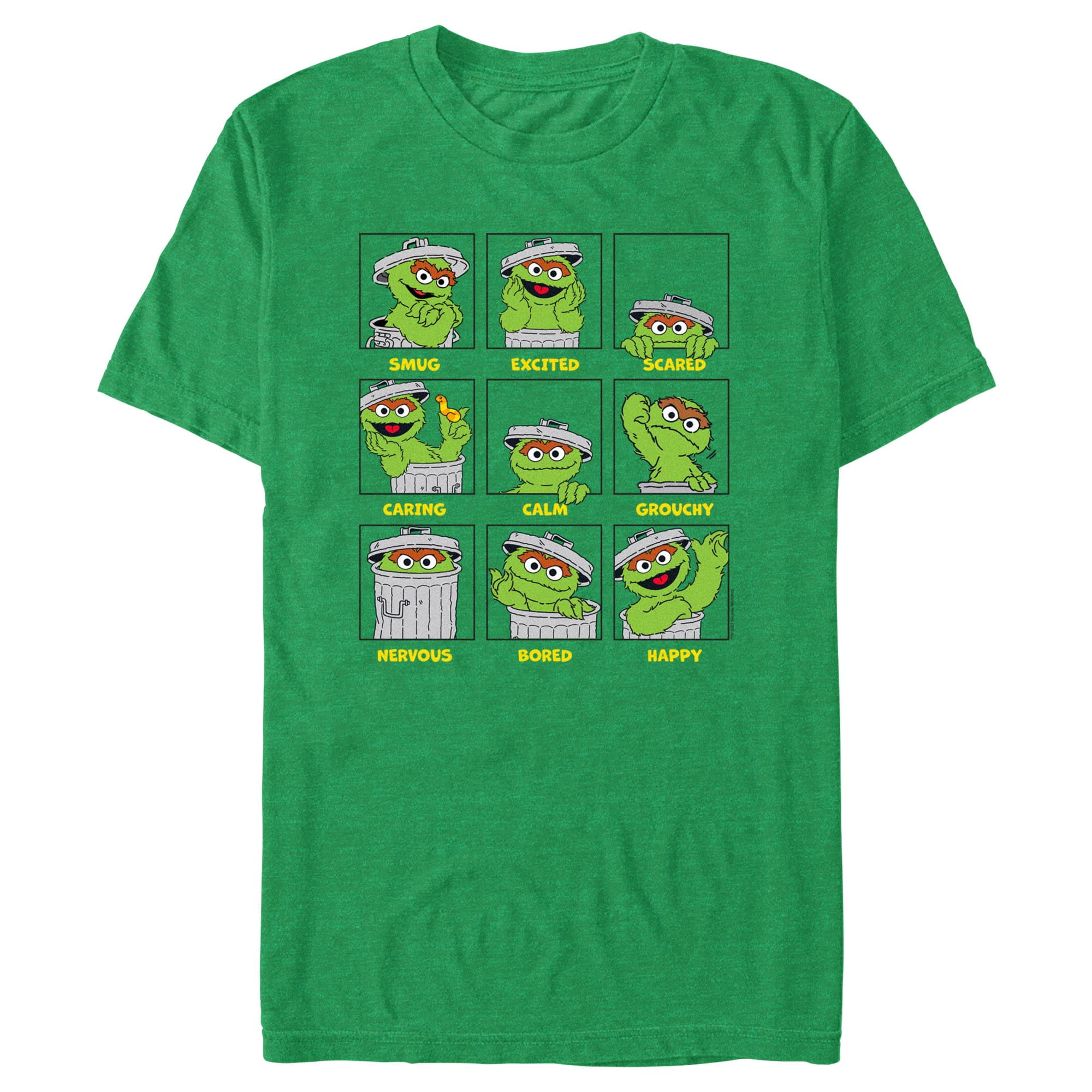 Men's Sesame Street Emotions Of Oscar the Grouch Graphic T-Shirt ...