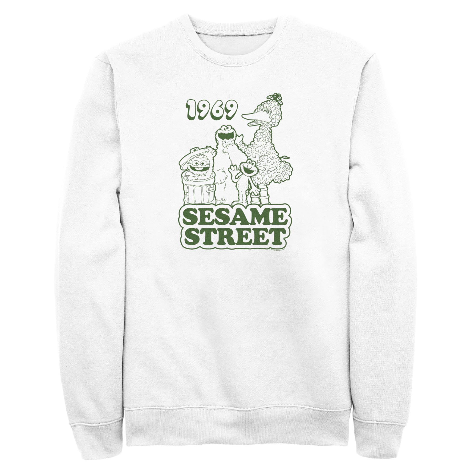 Men's Sesame Street Group Green Outline 1969 Sweatshirt - Walmart.com