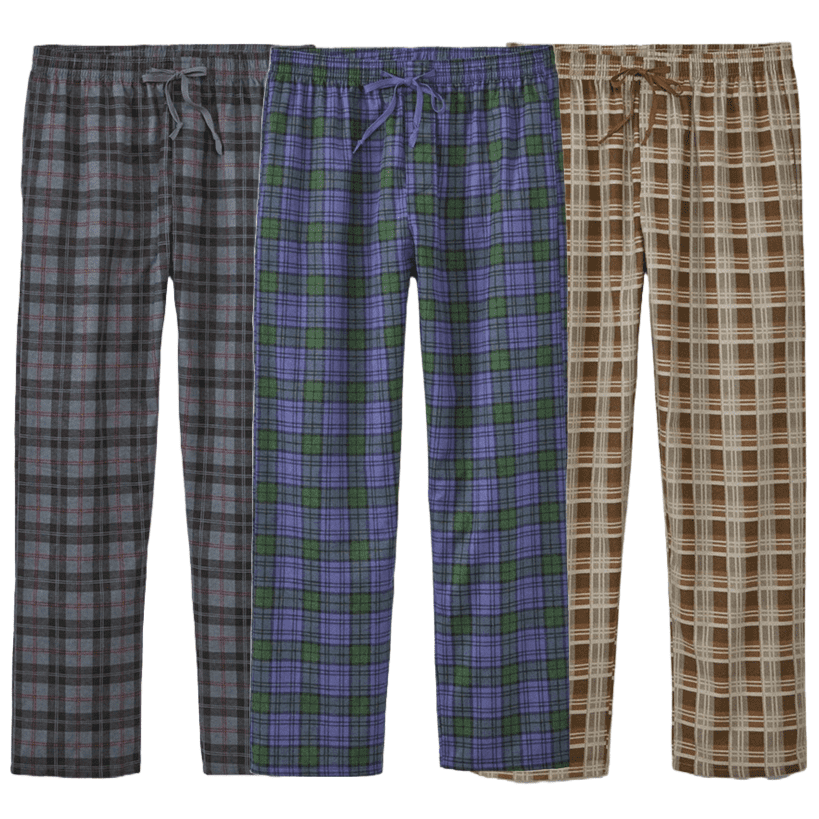 Men's Set of 3 Plaid Flannel Pants - XXXL (48/50) - Walmart.com