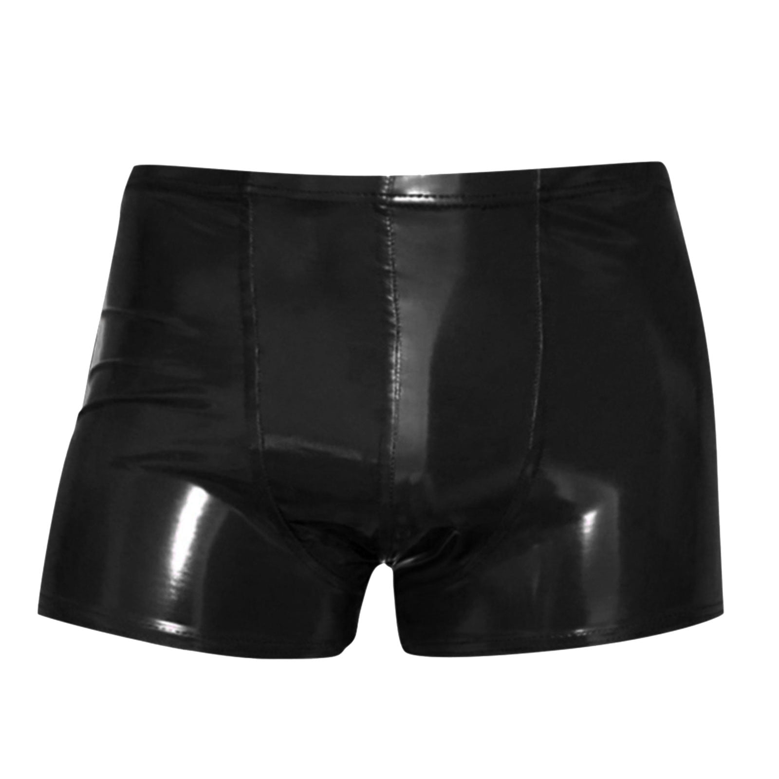 Men's Sexy Glossy PU Leather Pants Sexy Four Corner Flat Mouth Lifting ...