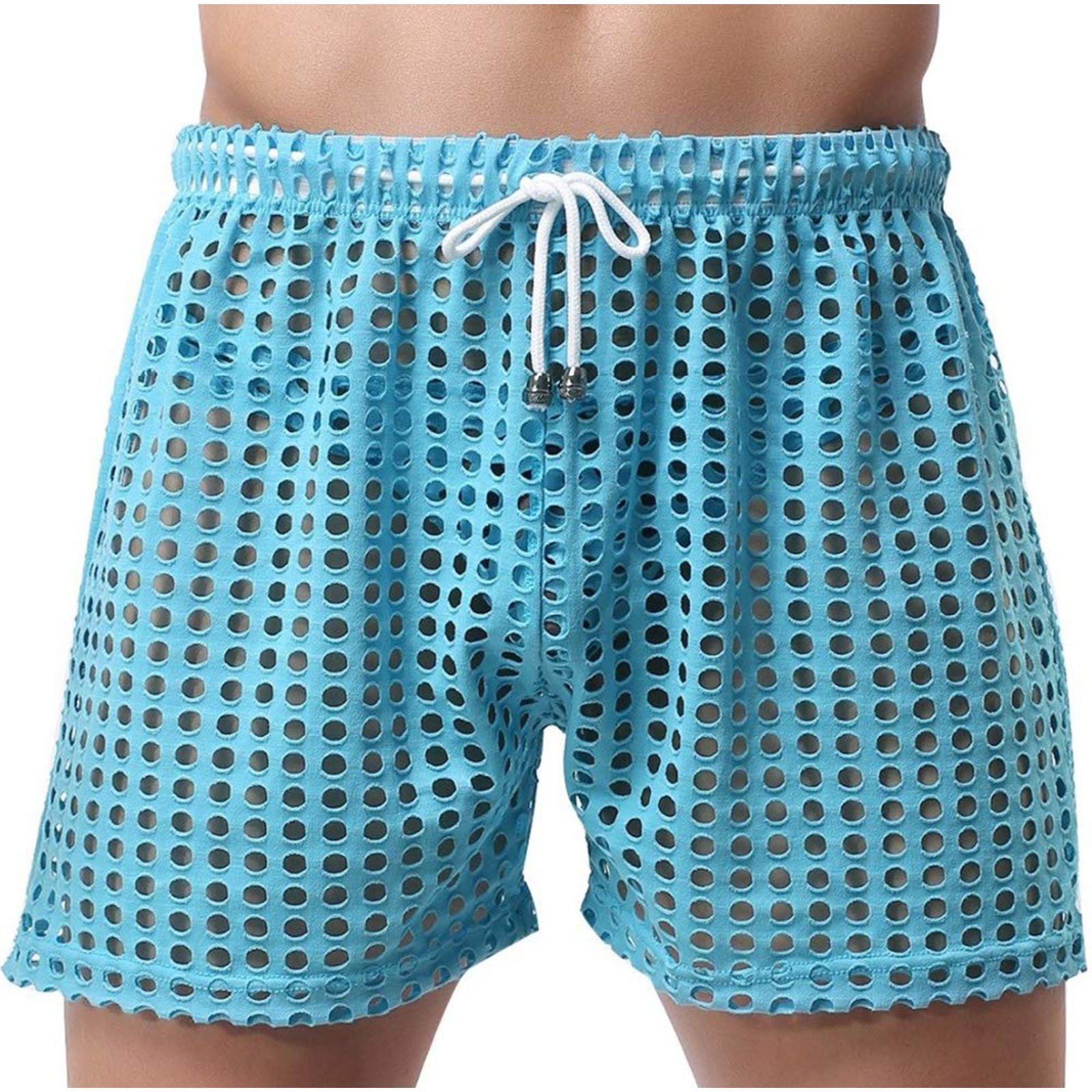 Men's Sexy Hollow Boxer Shorts Lingerie Lounge Boxers Underwear Pajamas ...
