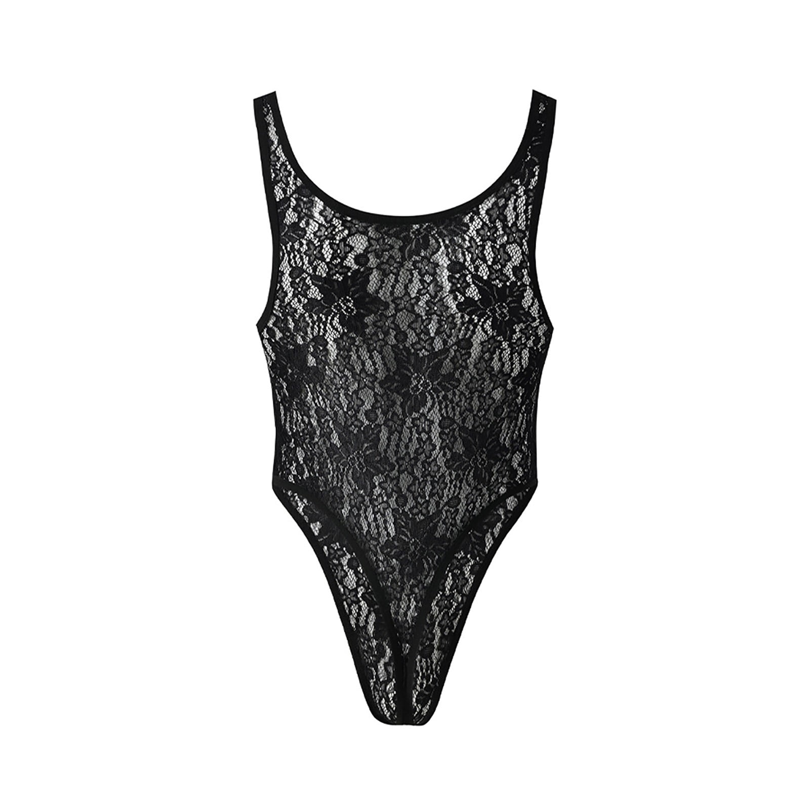 Men's Sexy Lace Underwear Transparent Slim Fit Bodysuit Stylish for Men ...