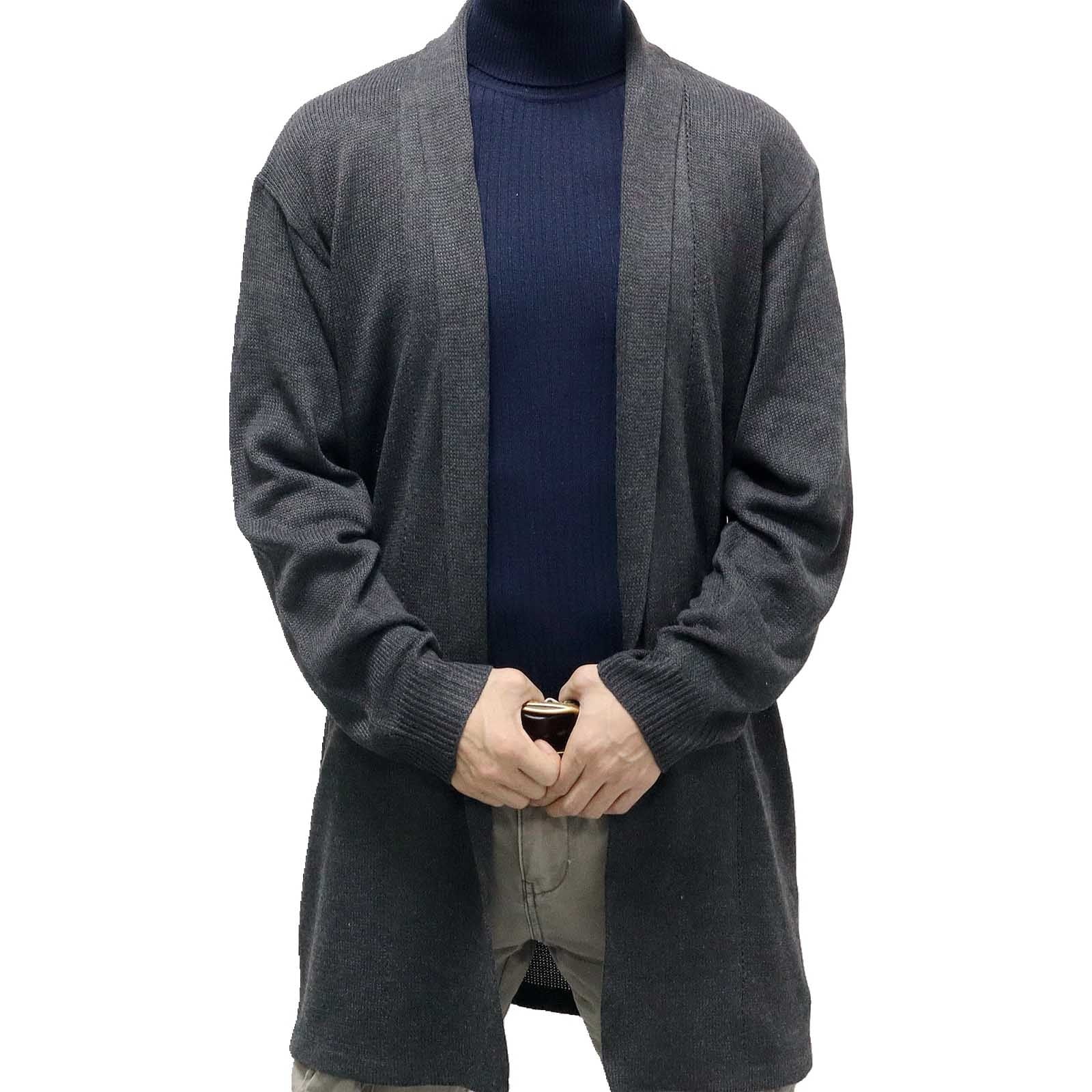 Men's Shawl Collar Open Front Long Cardigan Sweater Classic Casual ...