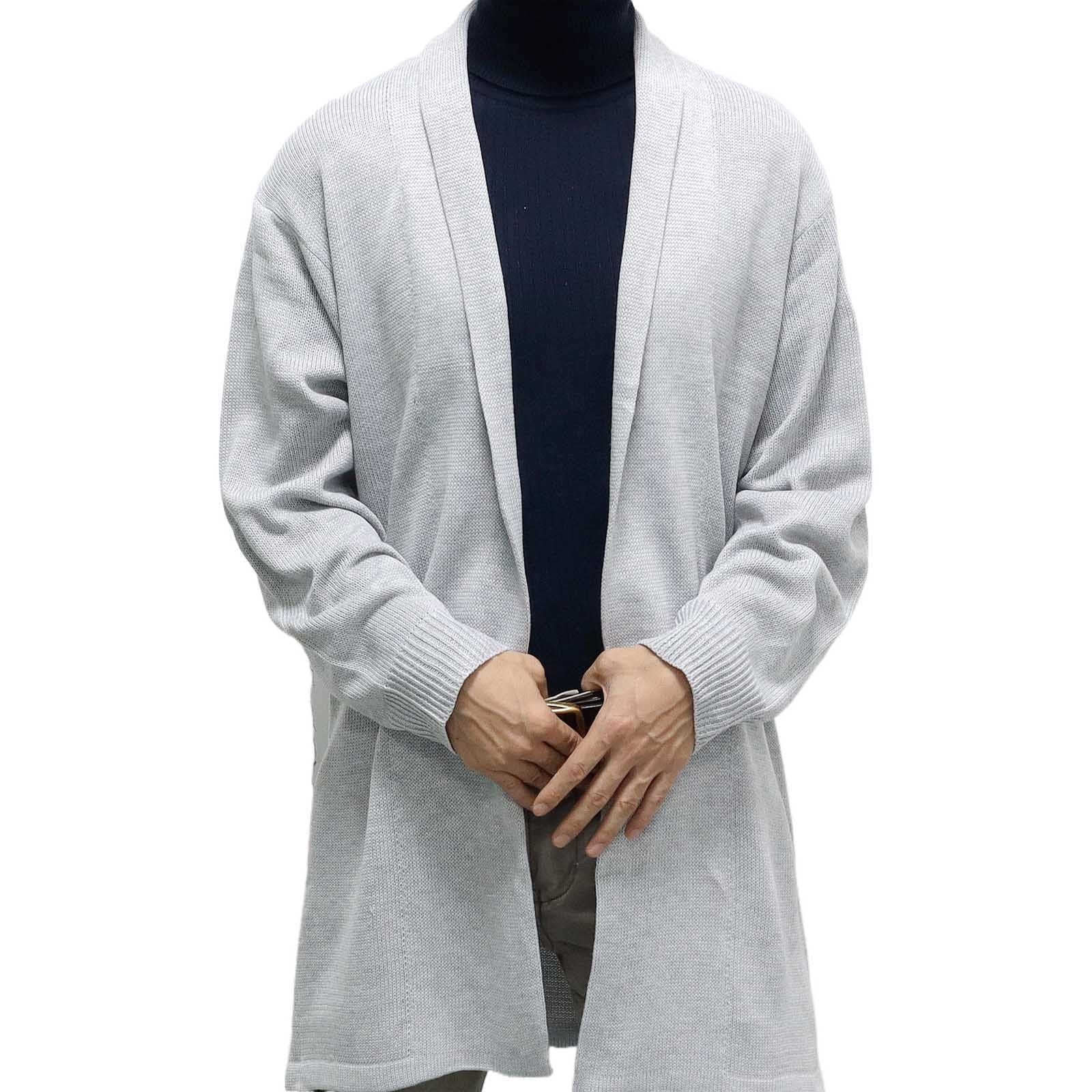 Men's Shawl Collar Open Front Long Cardigan Sweater Classic Casual ...