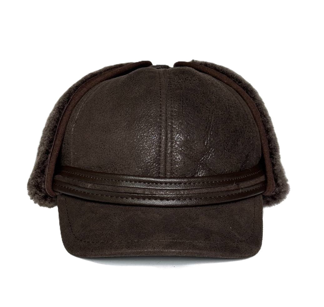 Men’s Shearling Leather Trapper Hat – Aviator Winter Cap with Genuine ...