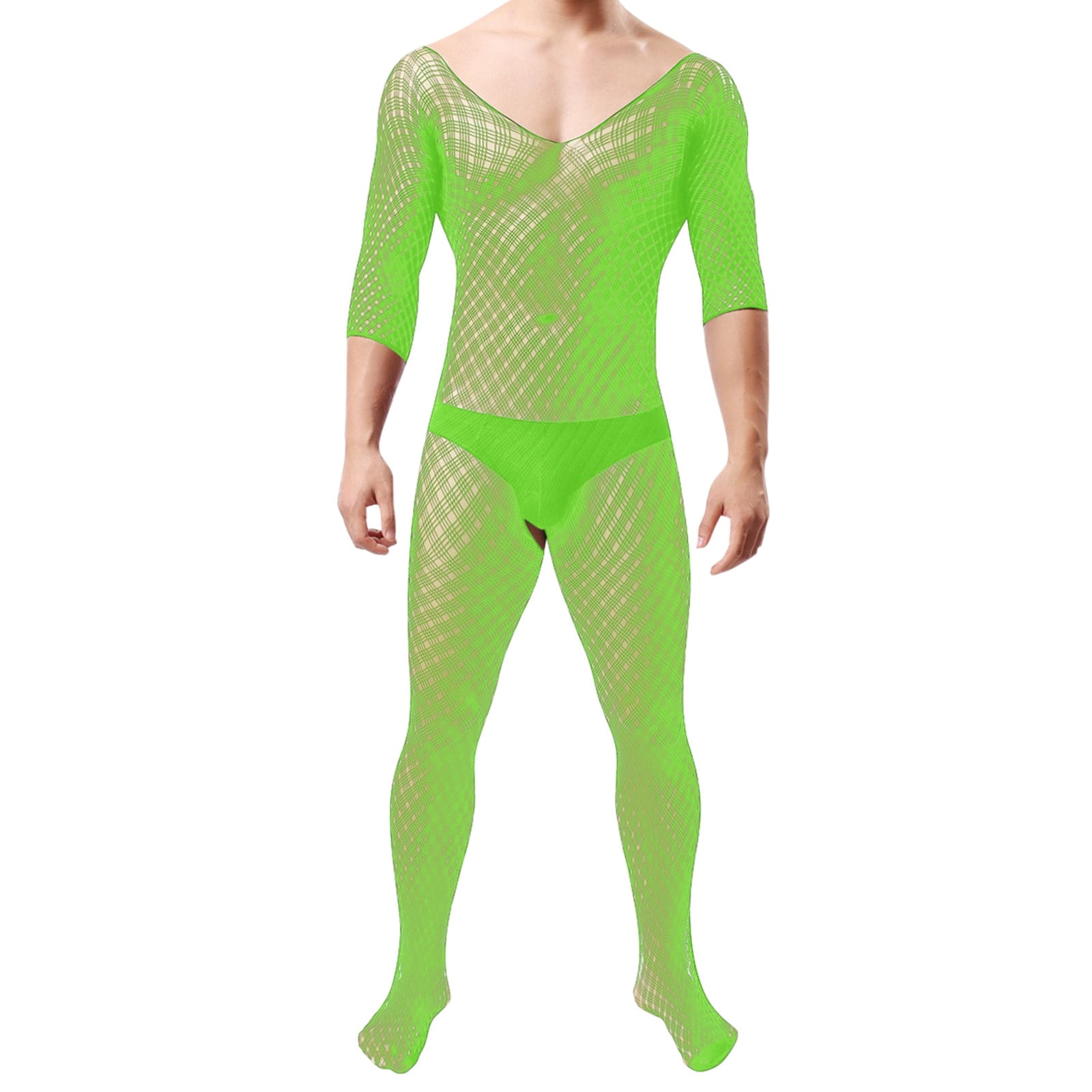 Men's Sheer Bodysuit With Design High Elasticity Front And Back Hollow ...
