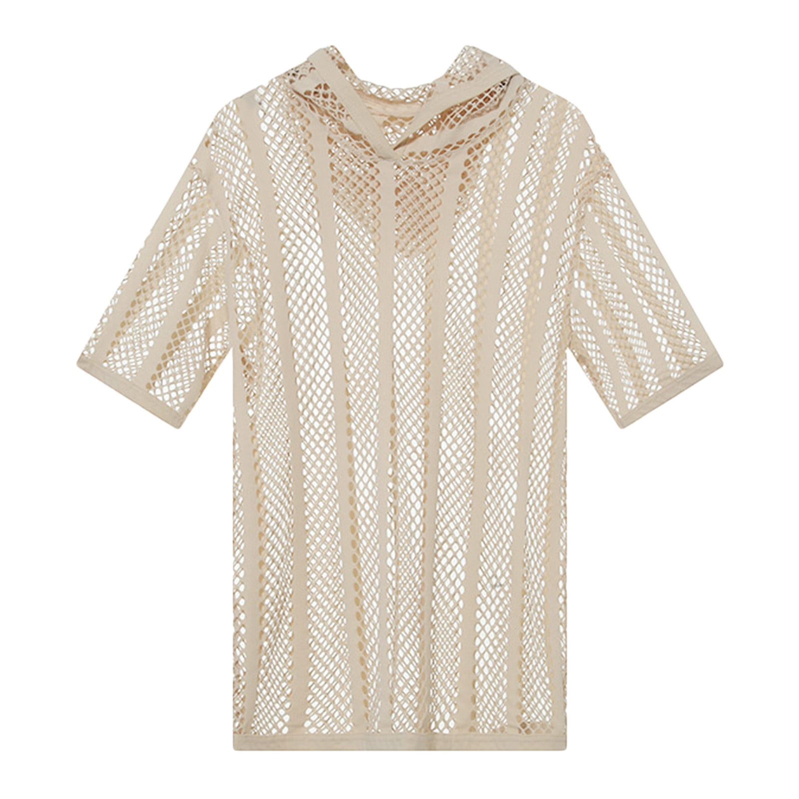 Men's Sheer Mesh Button Up Shirt See Through Short Sleeve Sexy Top Tee ...