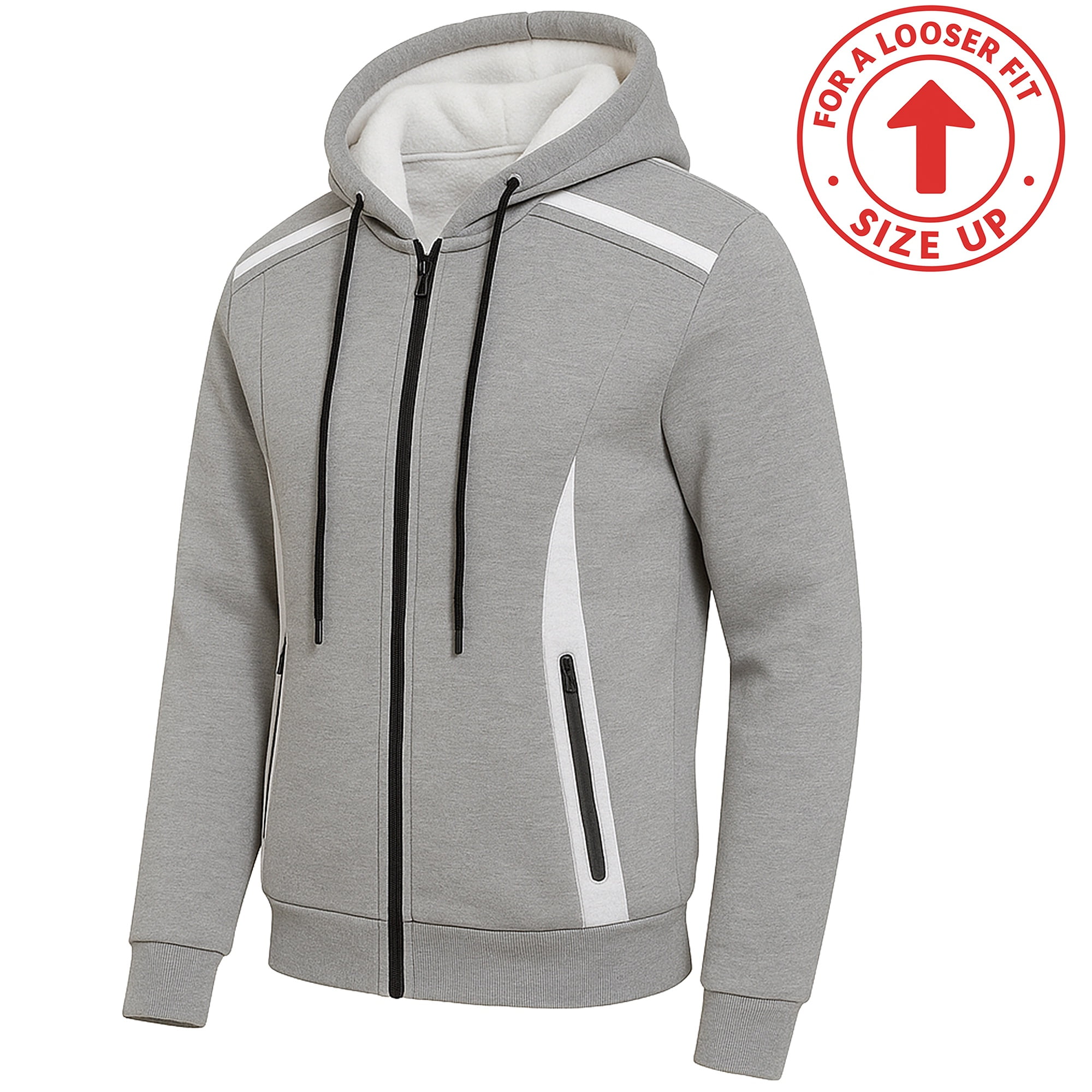 Men's Sherpa Fleece-Lined Reflective Tech Full Zip Hoodie (S to 3XL ...