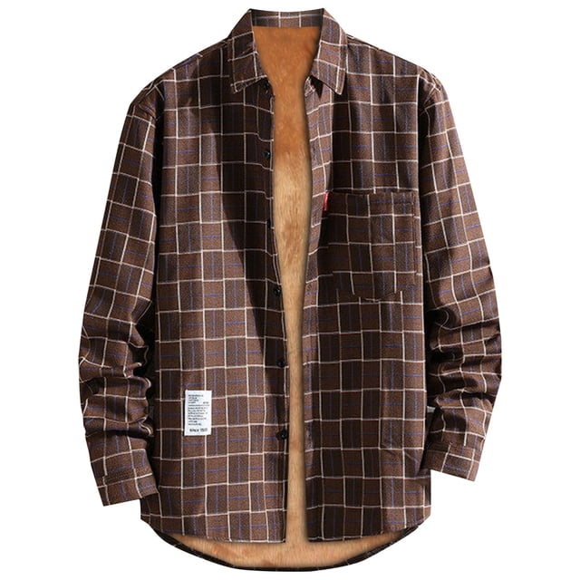 TQWQT Sherpa Lined Flannel Jacket, Soft Long Sleeve Rugged Plaid Button ...