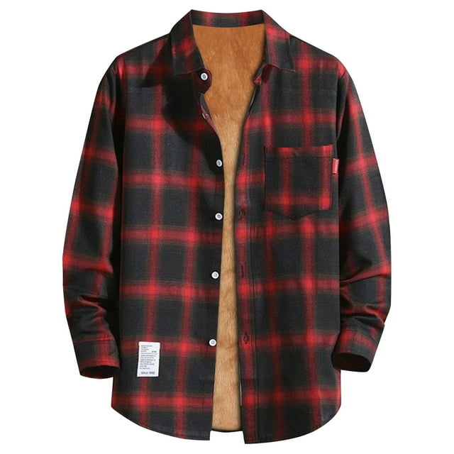 Men's Sherpa Lined Flannel Shirt Jacket, Soft Long Sleeve Rugged Plaid ...