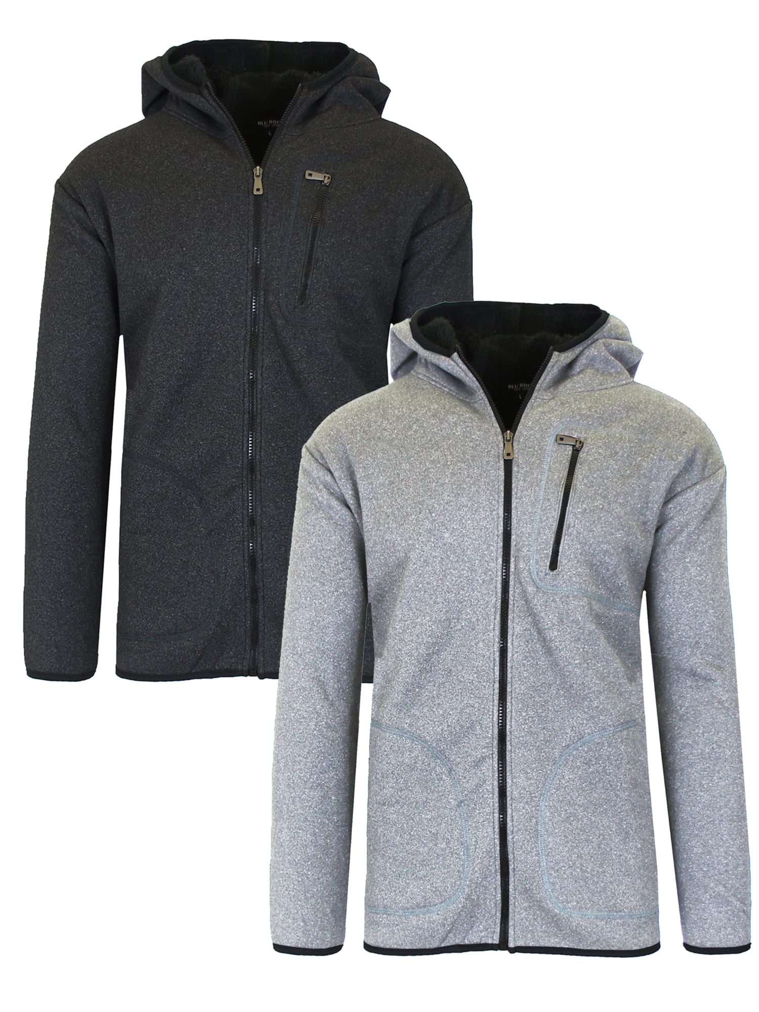 Men's Sherpa-Lined Zip-Up Fleece Hoodies (2-Pack) - Walmart.com
