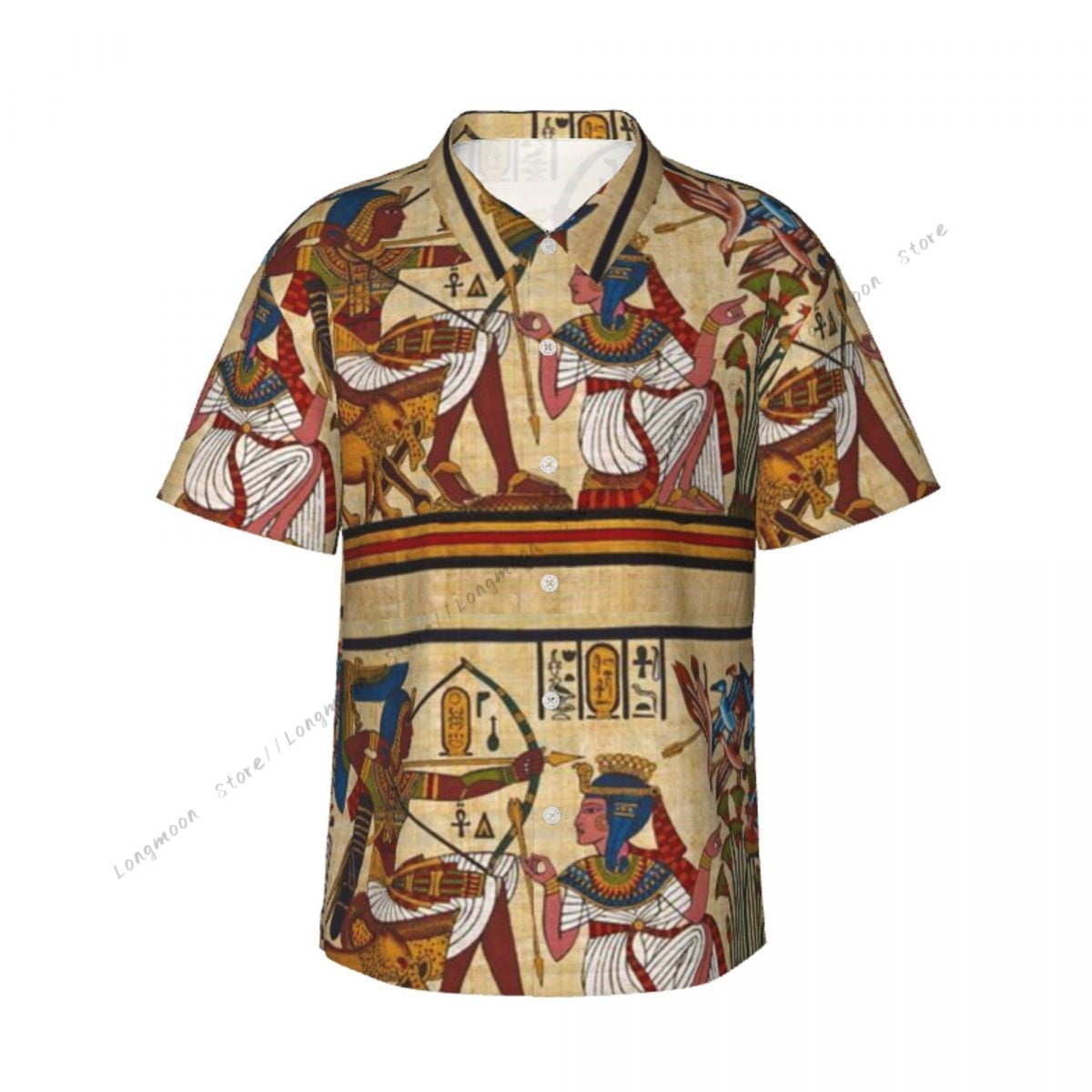 Men's Shirt Ancient Egyptian Hieroglyphics Short Sleeve Shirt Summer ...