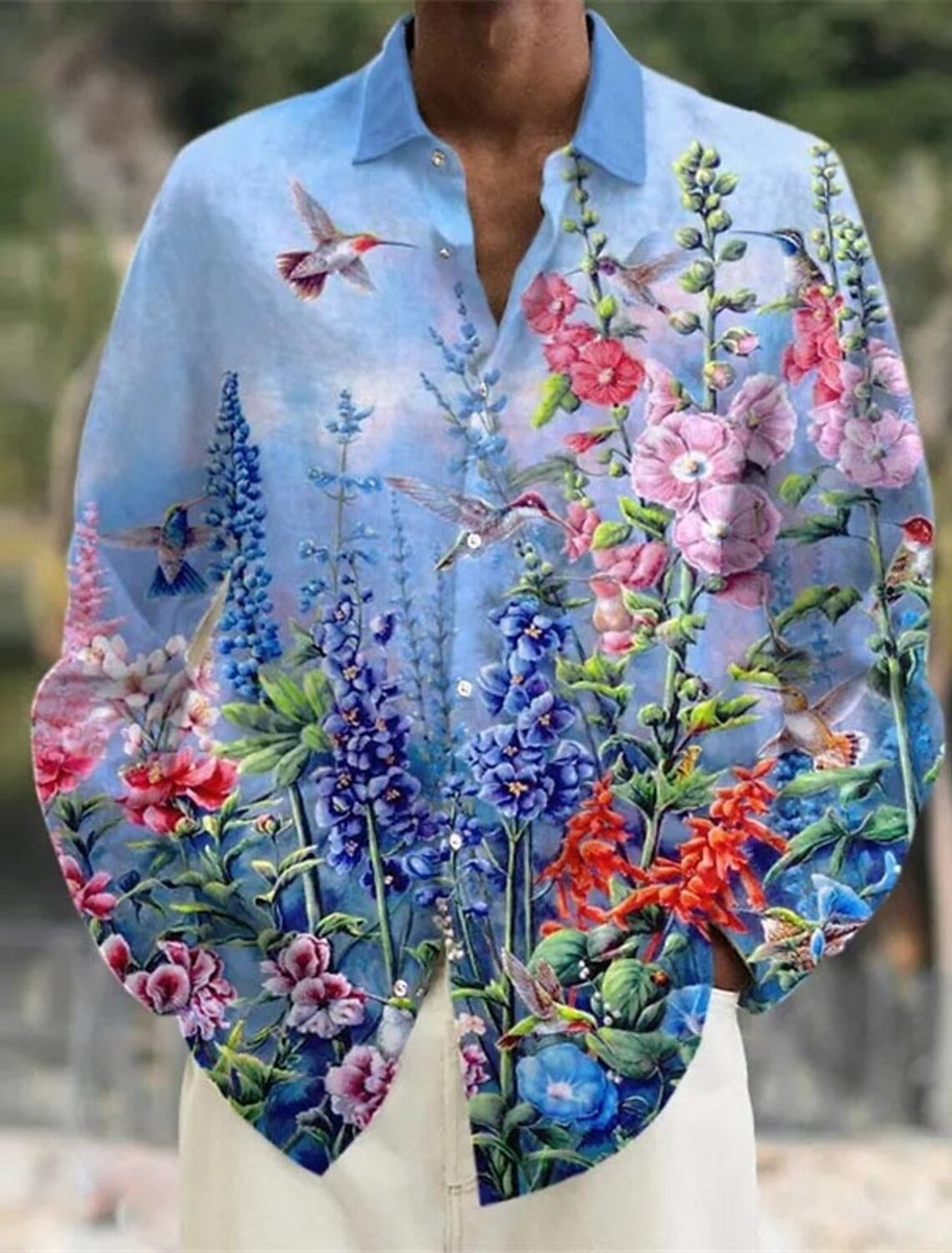 Men's Shirt Linen Shirt Floral Graphic Print Turndown Outdoor Street ...