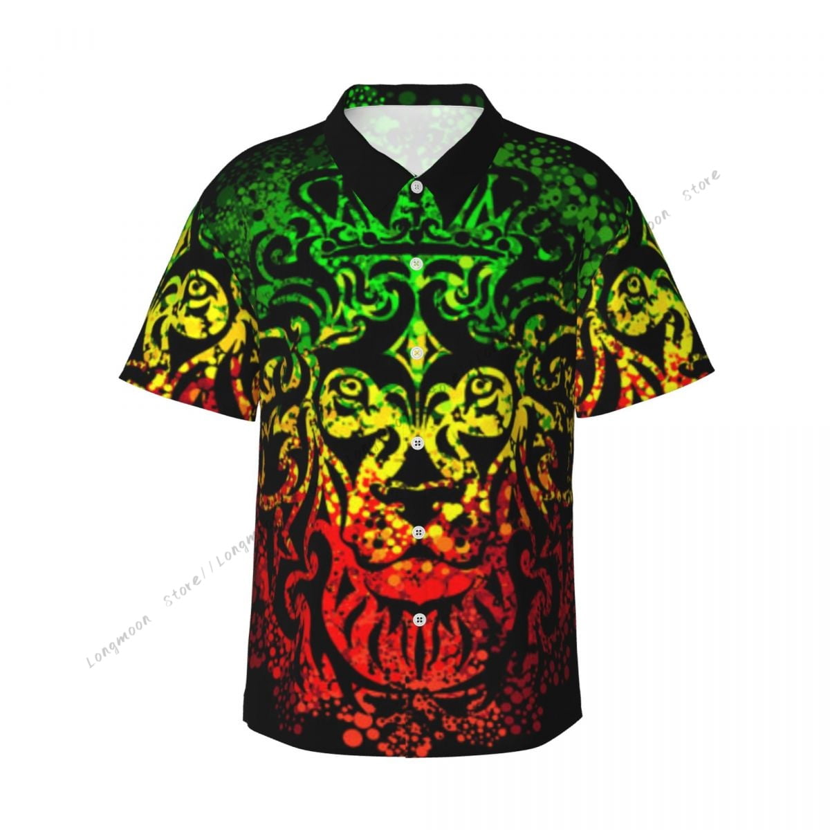 Men's Shirt Rasta Pattern Short Sleeve Shirt Summer Shirt Men Turn-down ...