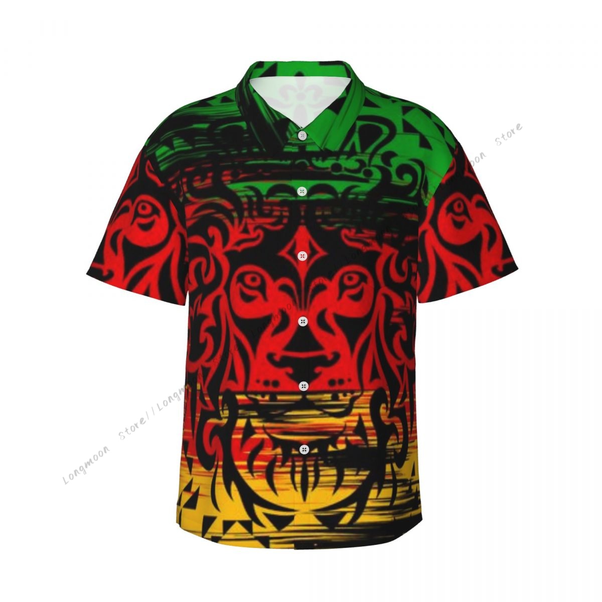 Men's Shirt Rasta Pattern Short Sleeve Shirt Summer Shirt Men Turn-down ...