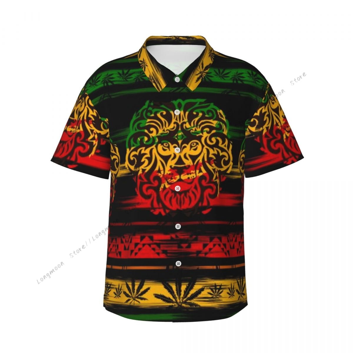 Men's Shirt Rasta Pattern Short Sleeve Shirt Summer Shirt Men Turn-down ...