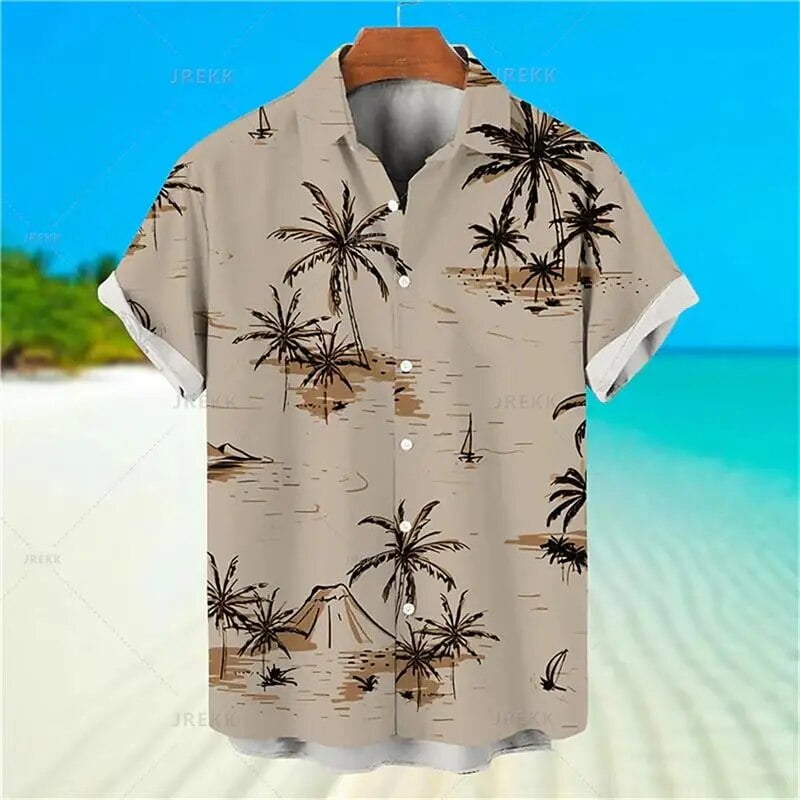 Men S Shirt Summer Street Casual Short Sleeves Button Down Men