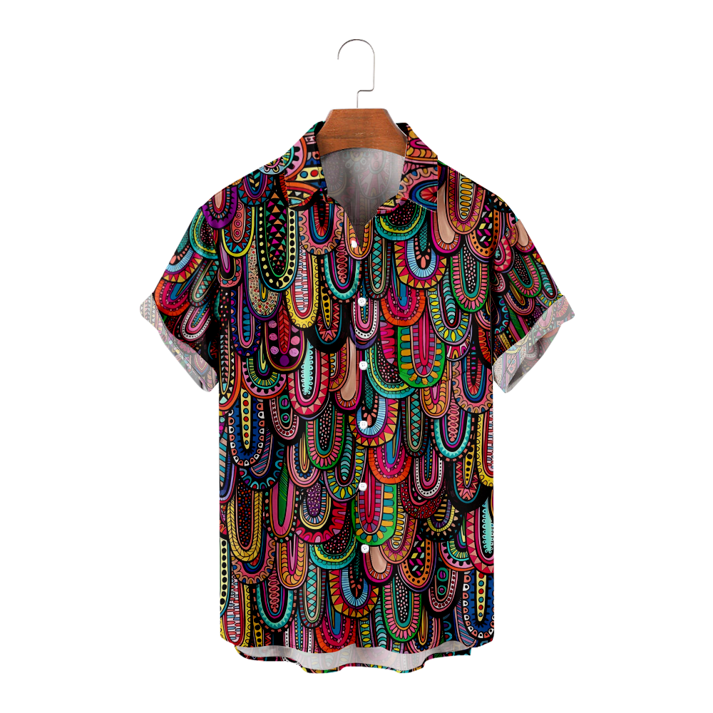 Men's Shirt Traditional Pattern Print Likable Art Painted Animation ...