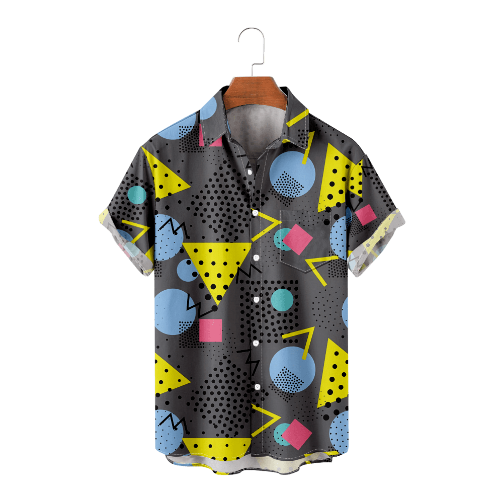 Men's Shirt Vintage Retro 80s 90s Geometric Likable Attractive Art ...