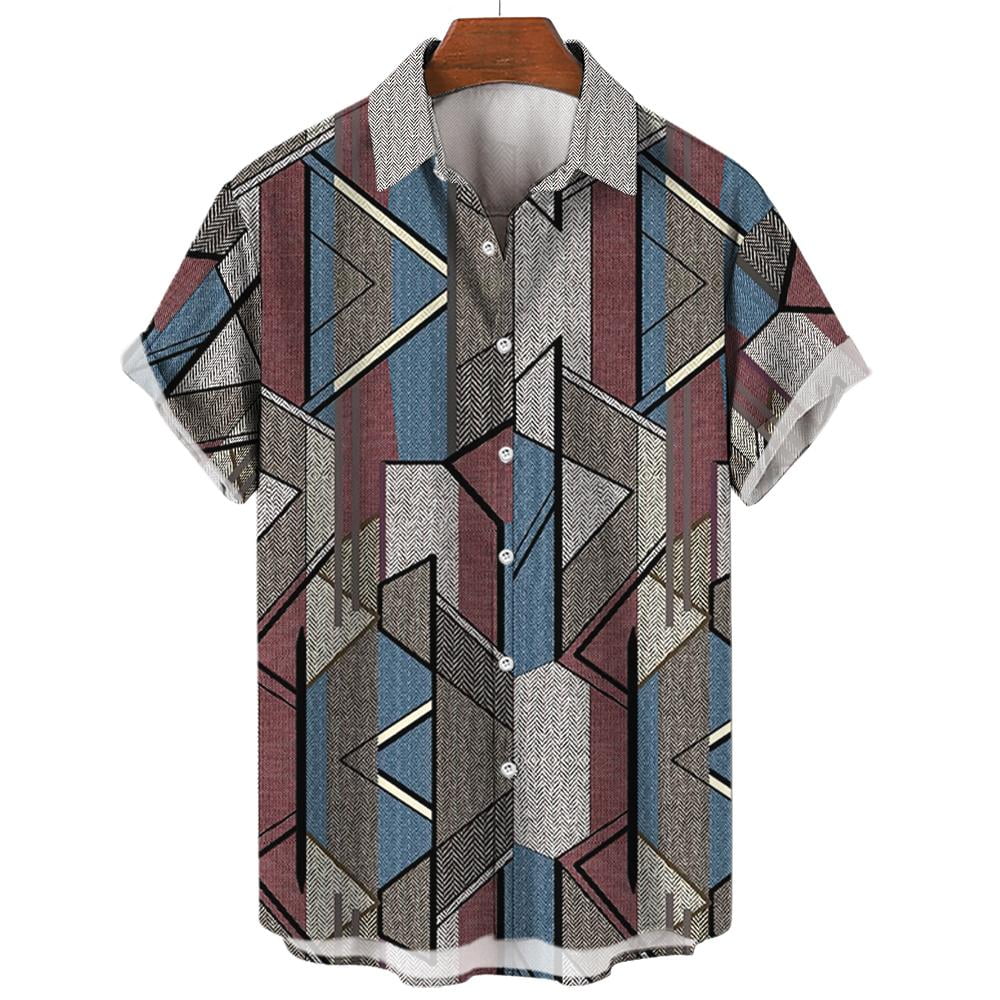 Men's Shirts 3D Print Art Block Graphics Fashion Button Short Sleeve ...