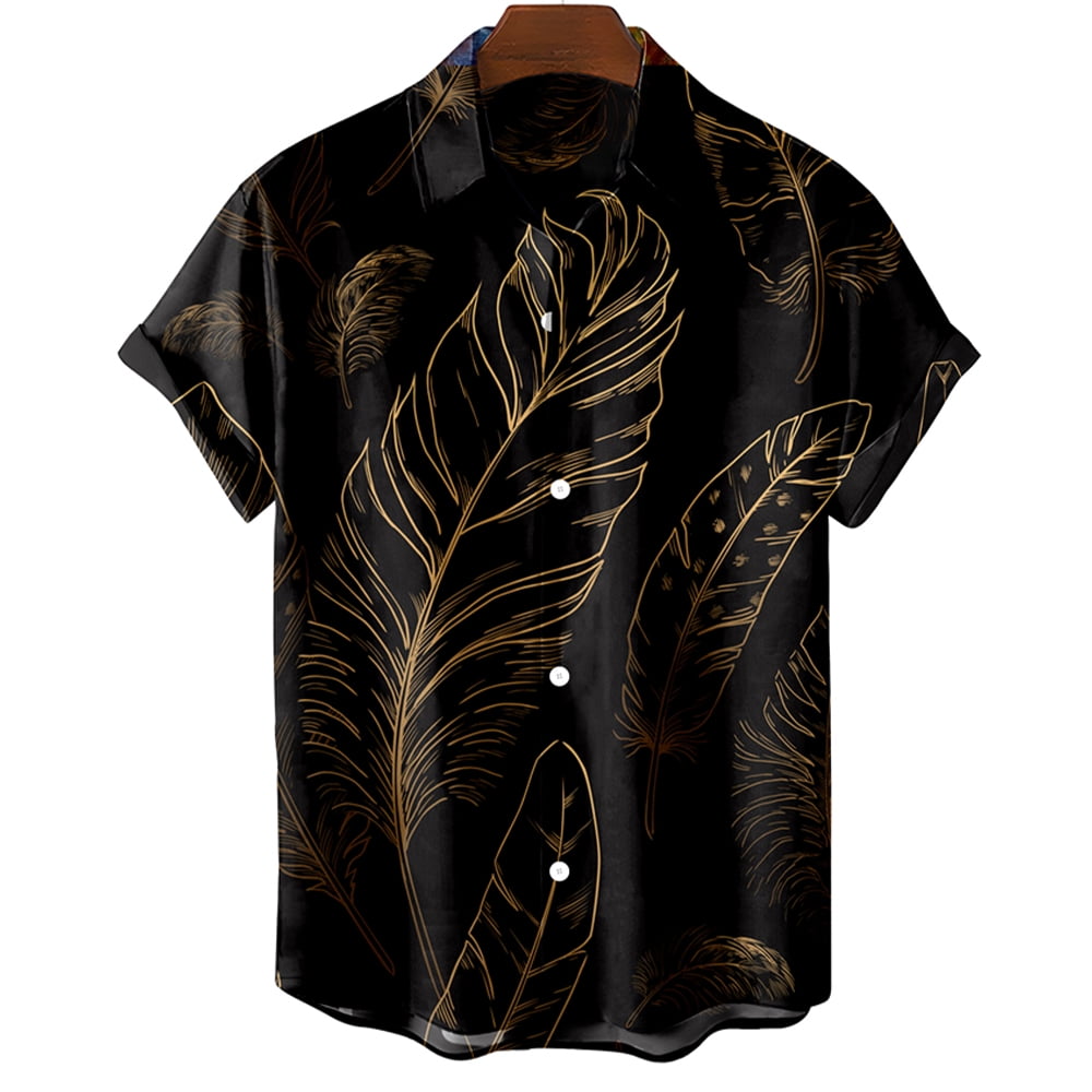 Men's Shirts 3D Print Beautiful Feather Graphics Fashion Button Short ...