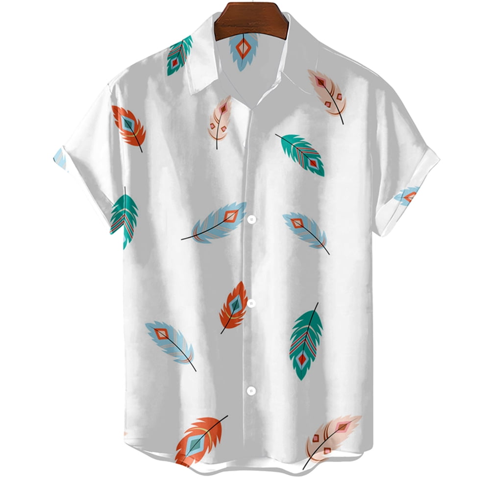 Men's Shirts 3D Print Beautiful Feather Graphics Fashion Button Short ...