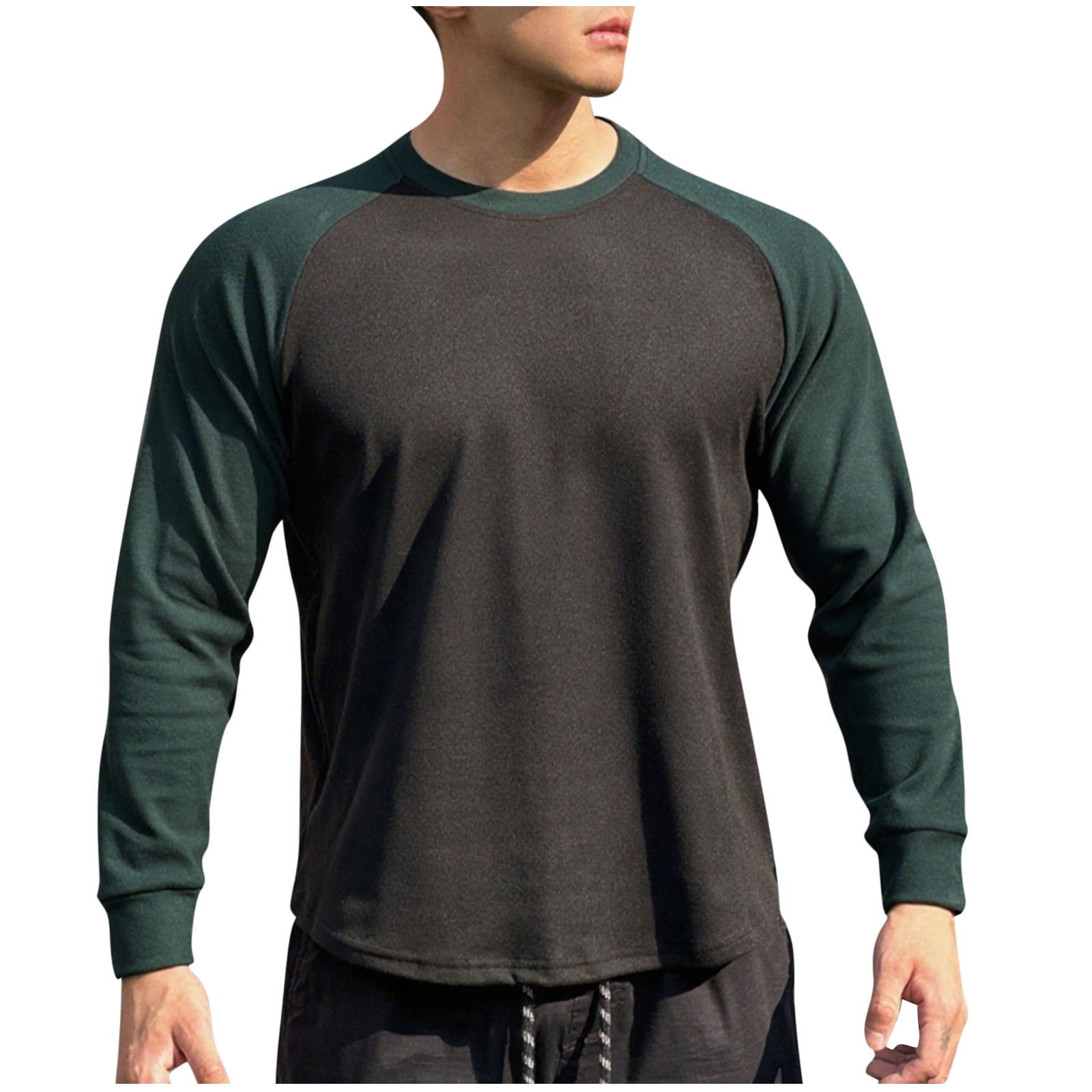 Men's Shirts Casual Soft Thick Raglan Muscle Shirts for Men Slim Fit ...