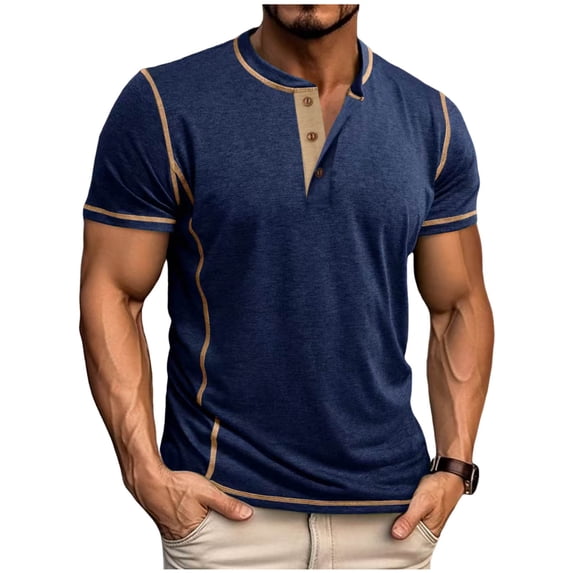 Men's Shirts, T Shirts for Men Summer Short Sleeve Henley Shirts ...