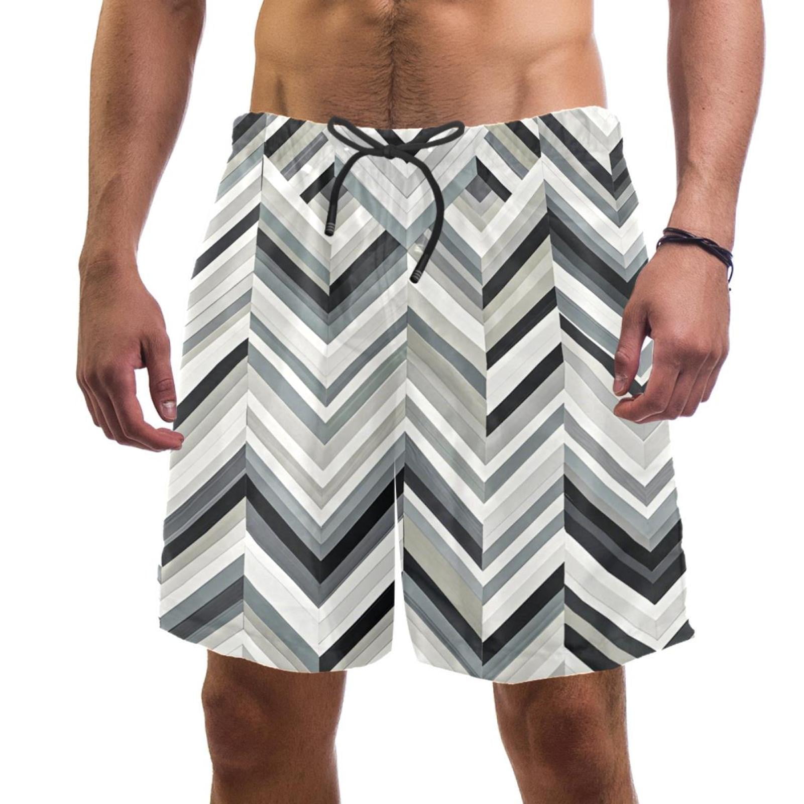 Men’s Short Elastic Waist Drawstring Casual Summer Beach Shorts Grey ...