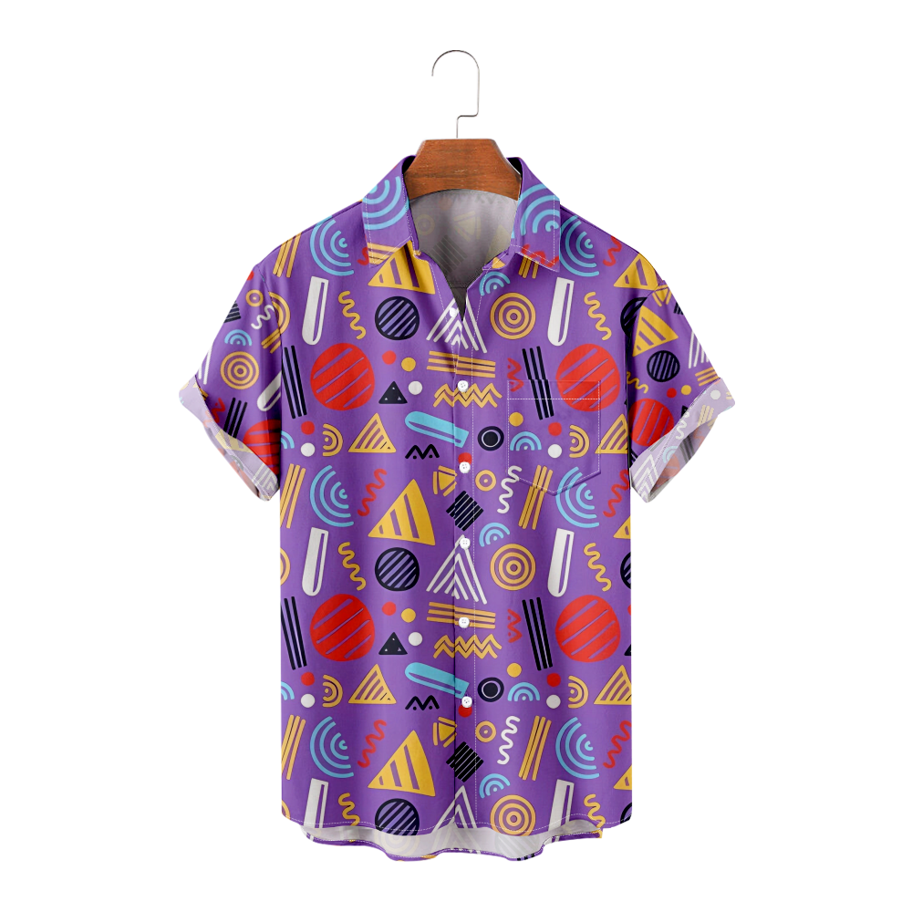 Men's Short Sleeve 80s90s Hawaiian Shirt Likable Art Painted Art ...