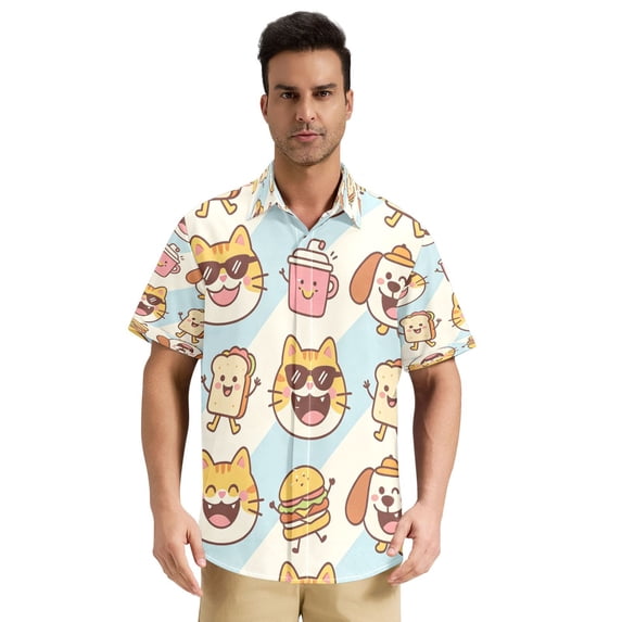 Men's Short Sleeve Button Down Shirt, Wrinkle Free Casual Summer Beach ...