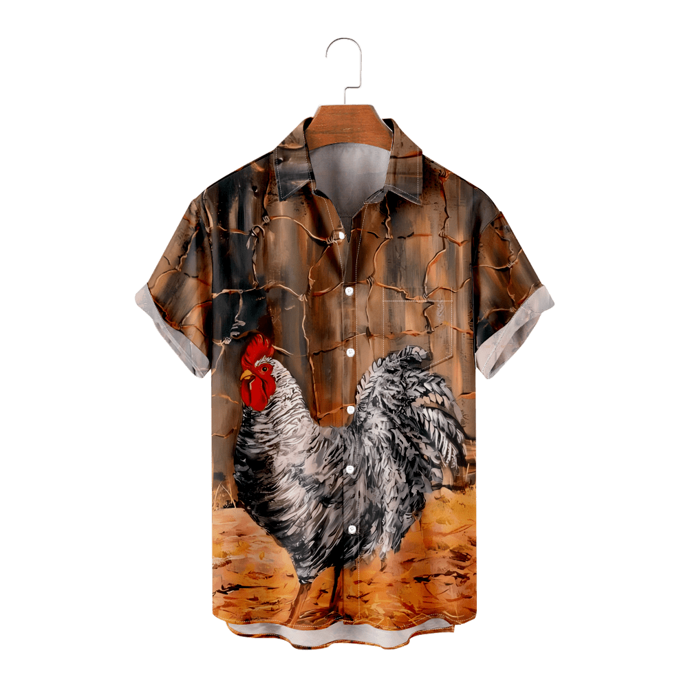 Men's Short Sleeve Chicken Fashionable Design Breathable Art Print ...