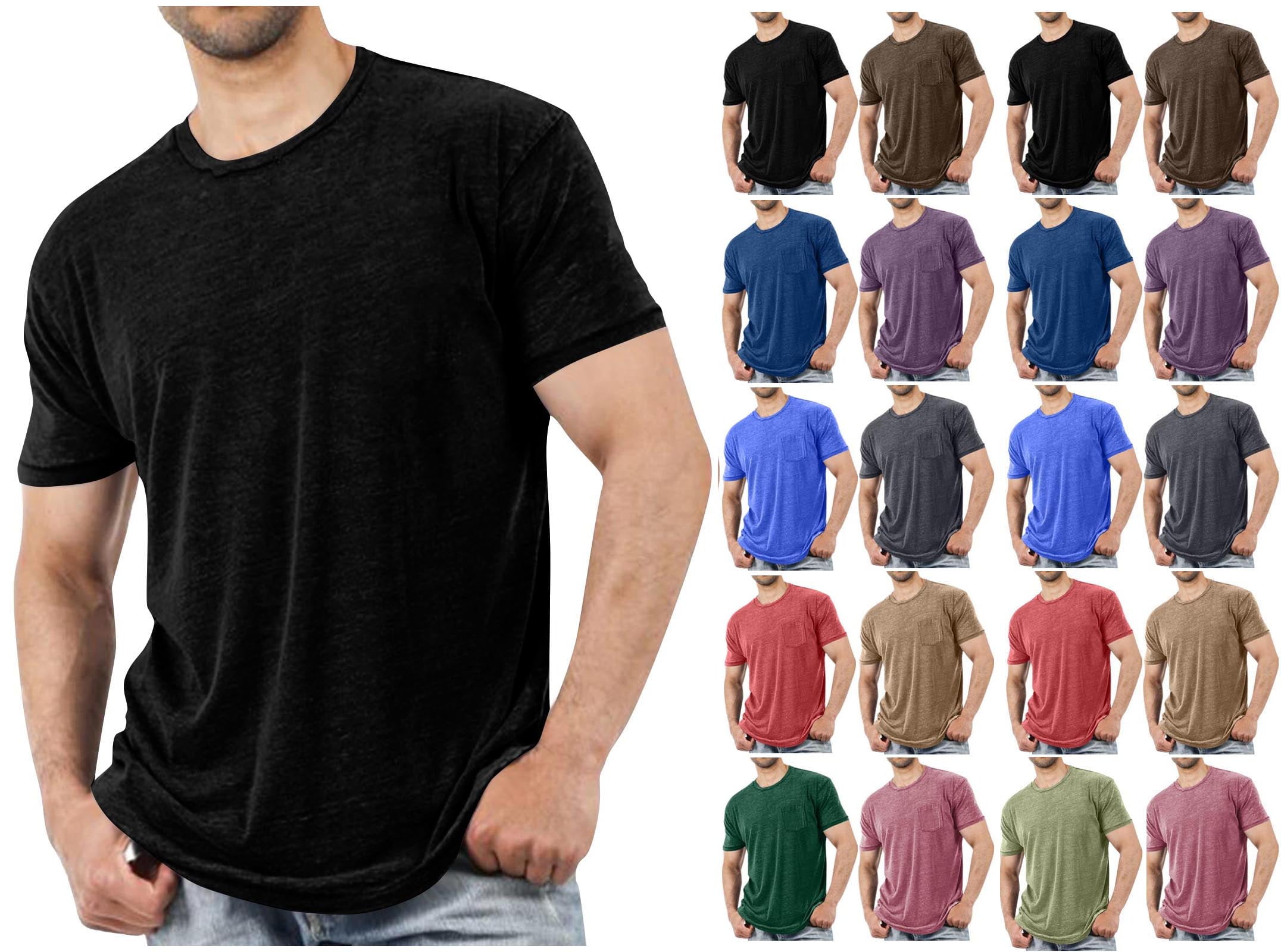 Men's Short Sleeve Crewneck T-Shirt Solid Color Casual Tee Soft ...