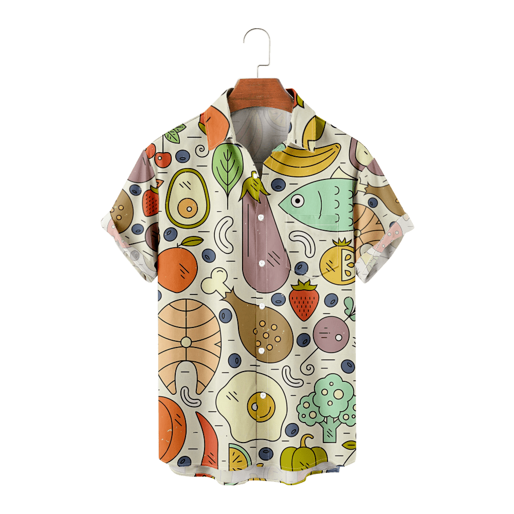 Men's Short Sleeve Food Graphic Prints Colorful Art Painted Animation ...