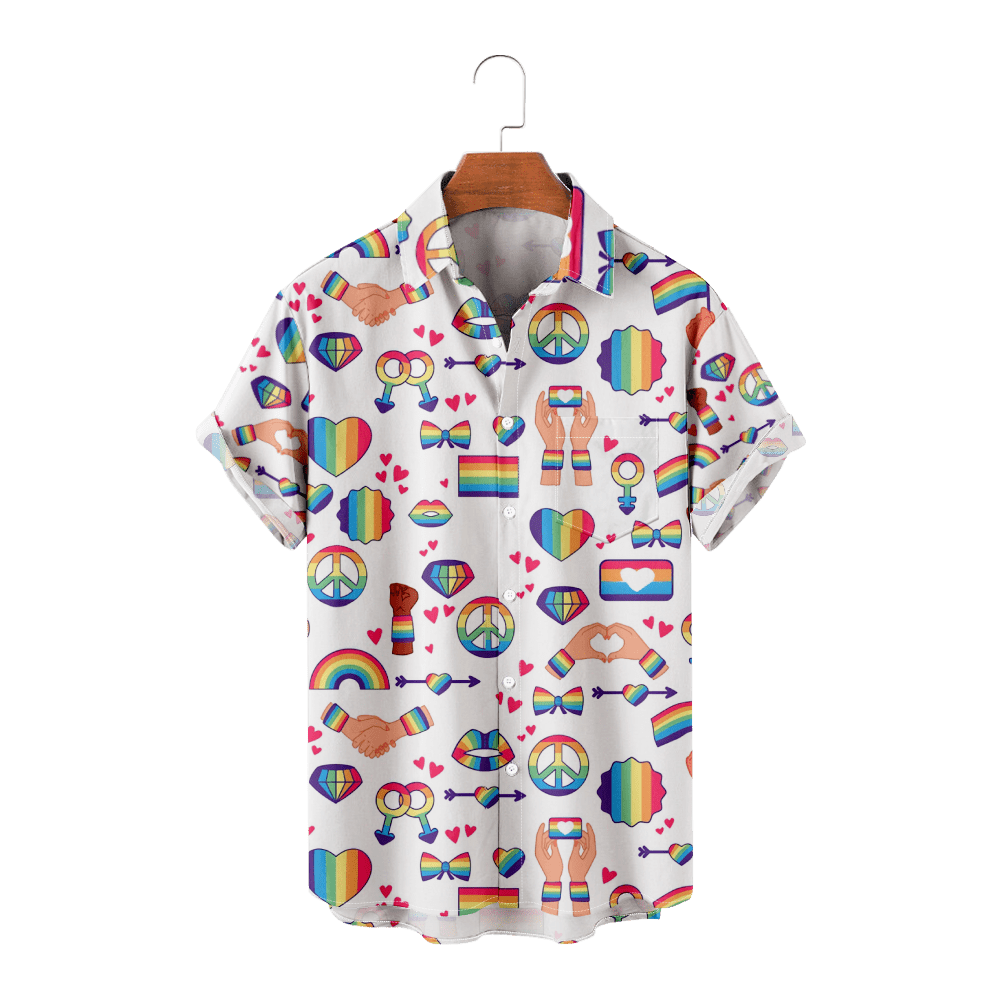 Men's Short Sleeve LGBT Rainbow Distinctive Art Painted Animation Print ...