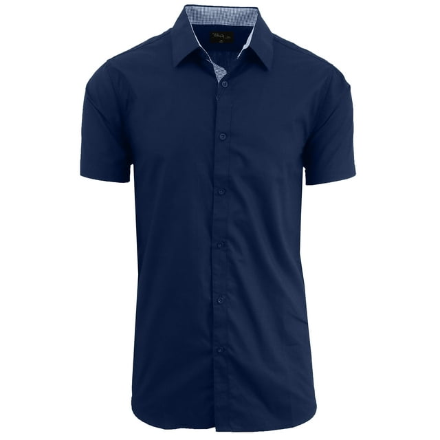 Mens Short Sleeve Slim Fit Solid Dress Shirts
