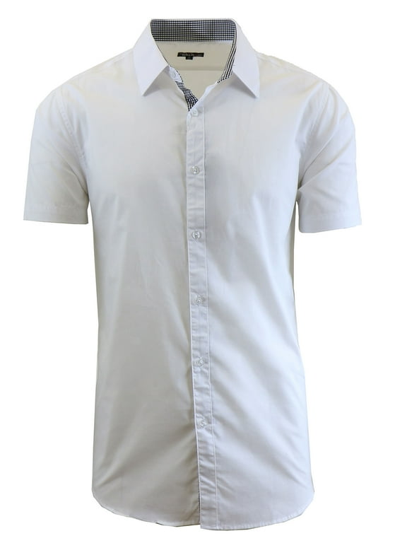 Men's Short Sleeve Slim-Fit Solid Dress Shirts - Walmart.com