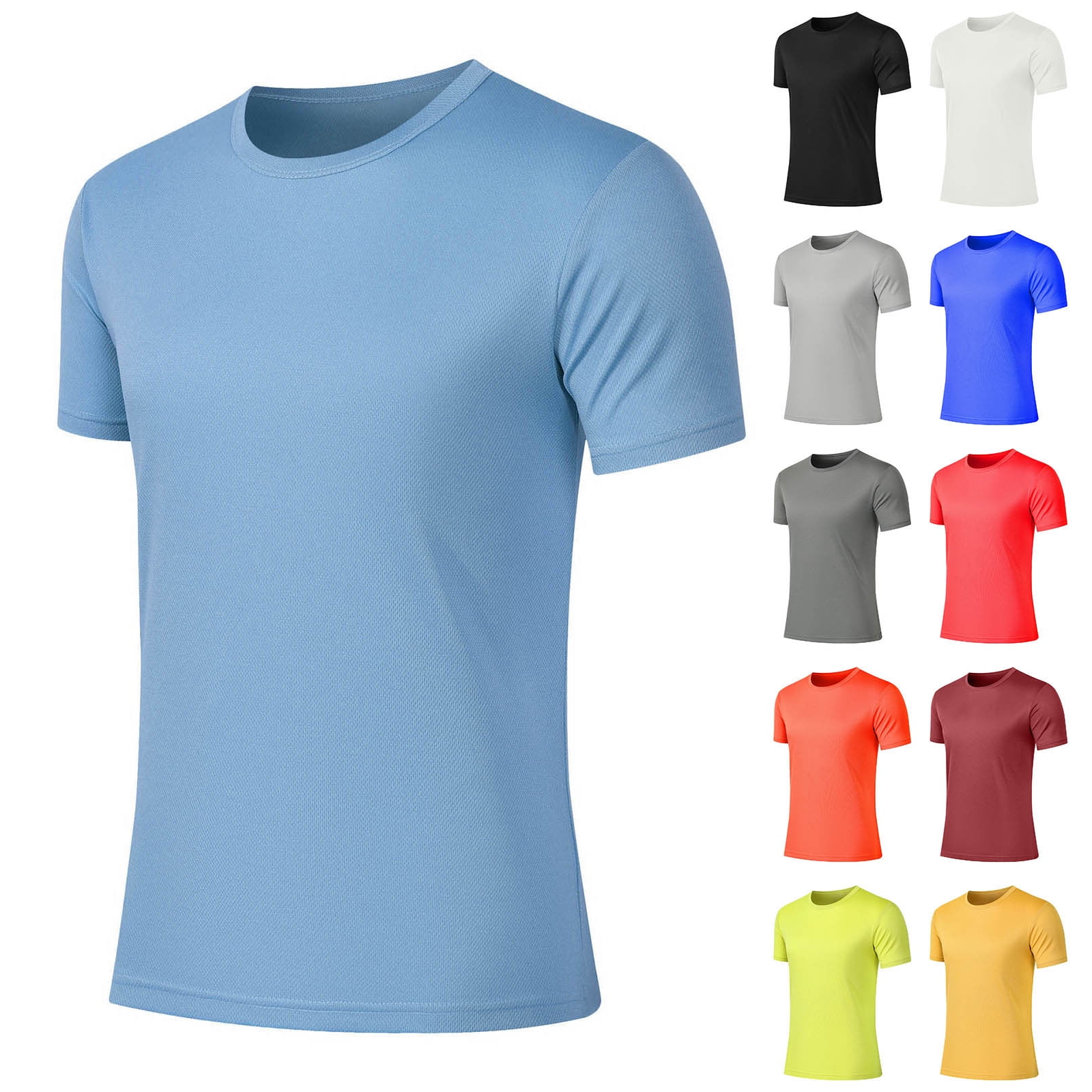 Men's Short Sleeve Sun Protection Shirts Quick Dry Rash Guard Athletic ...