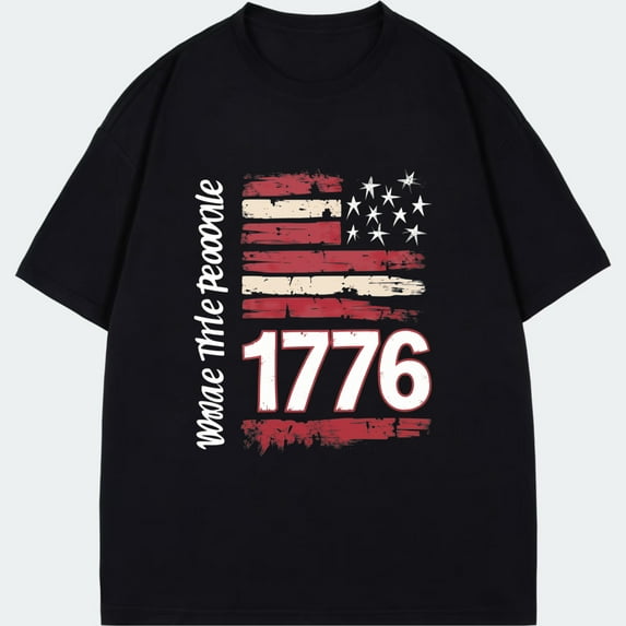 Men's Short Sleeve T-Shirt Black Flag 1776 Independence Day Patriotic ...