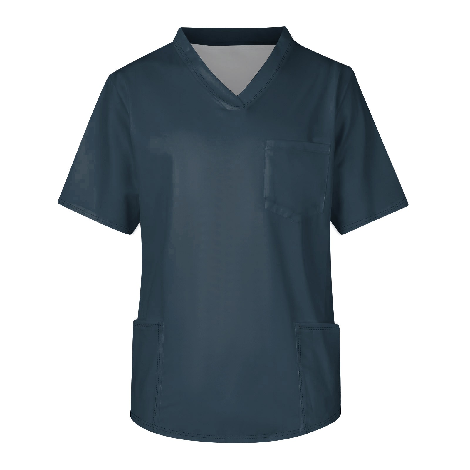 Men's Short Sleeve V-Neck Soild Color Chest Pocket Care Top Blue S ...