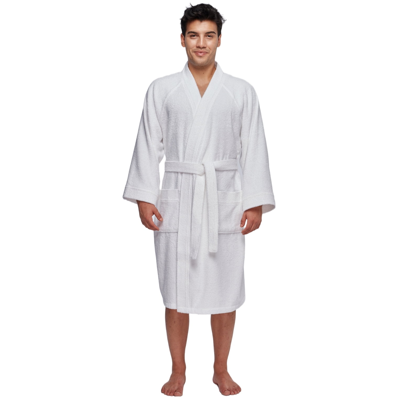 Men's Shortee Model Turkish Cotton Kimono Bathrobe White - Small/Medium ...