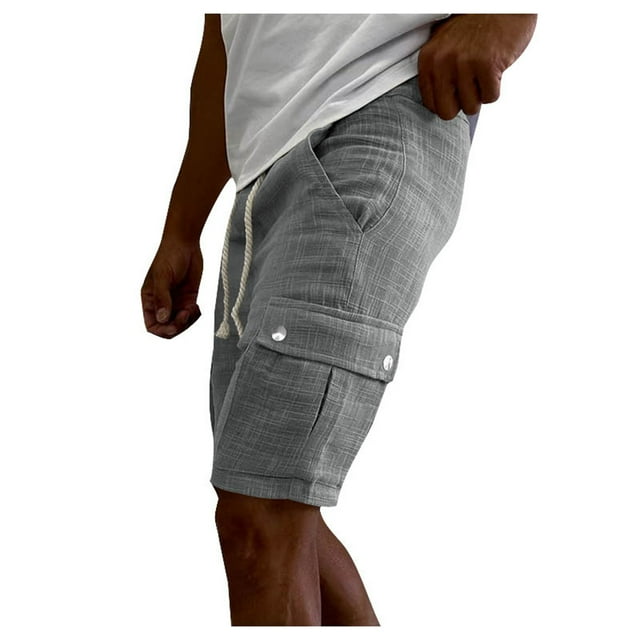Men's Shorts Cargo Slim Drawstring Thin Summer Trend Casual Short Pants ...