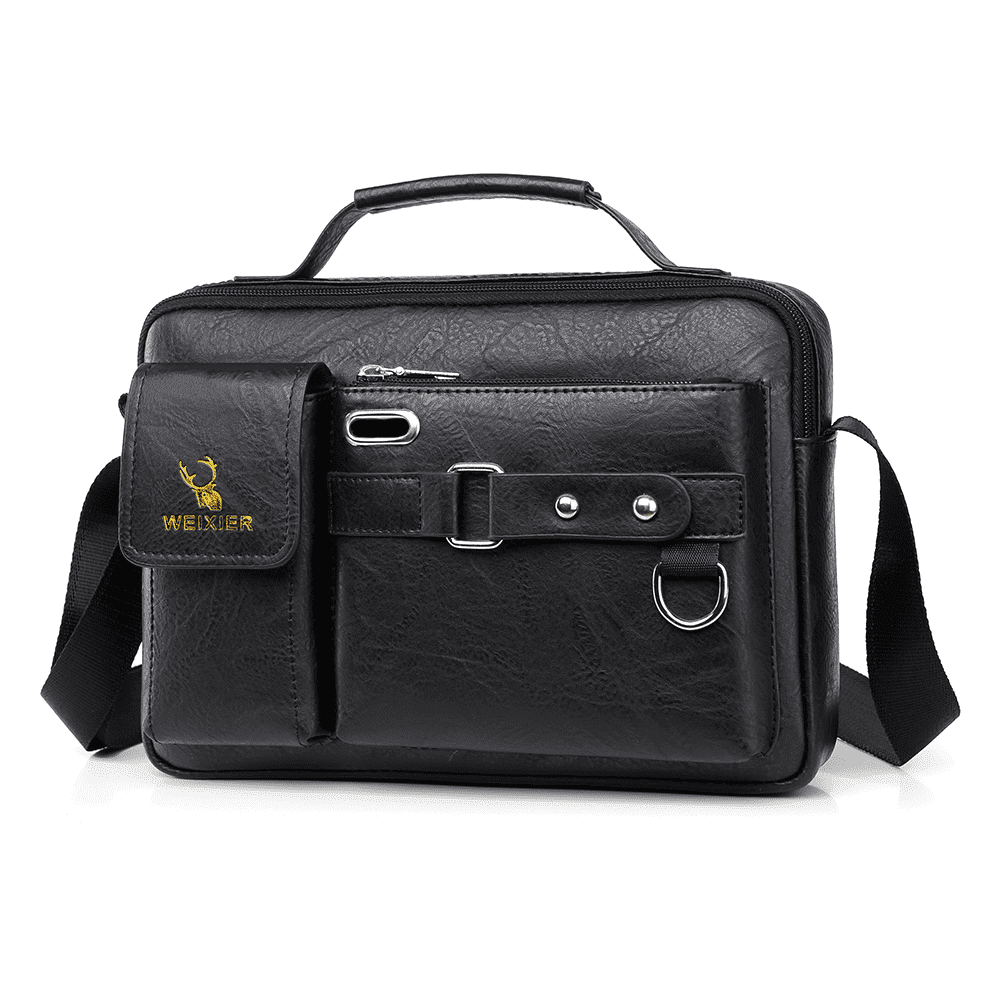 Men's Shoulder Messenger Bag PU Leather Handbag Business Crossbody Bag ...