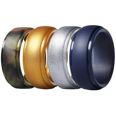 Avaner Silicone Wedding Ring for Men: 4 Pack 8mm Width Breathable Air ...