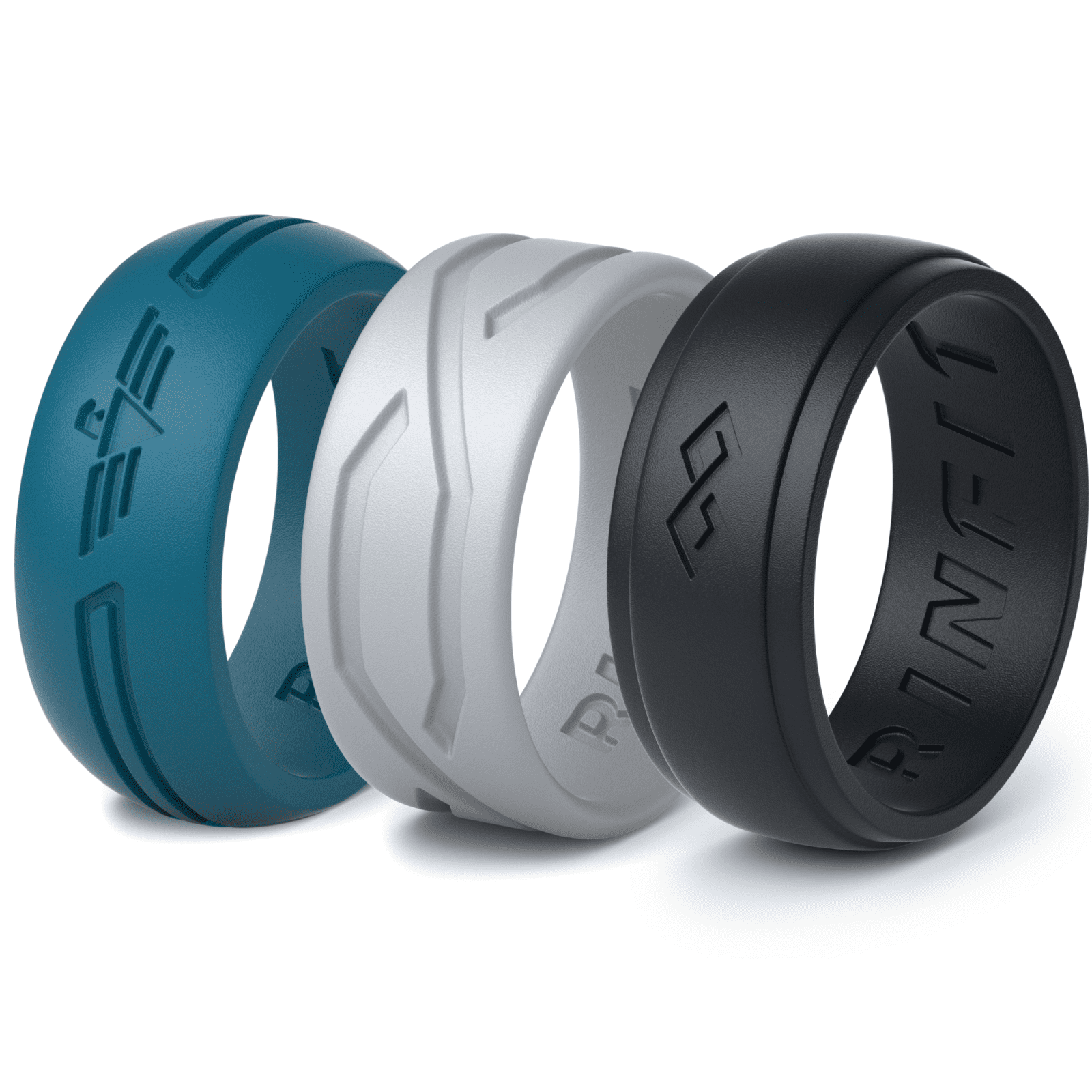 Men's Silicone Wedding Ring by Rinfit; Male Rubber Bands. 3 Rings Pack ...