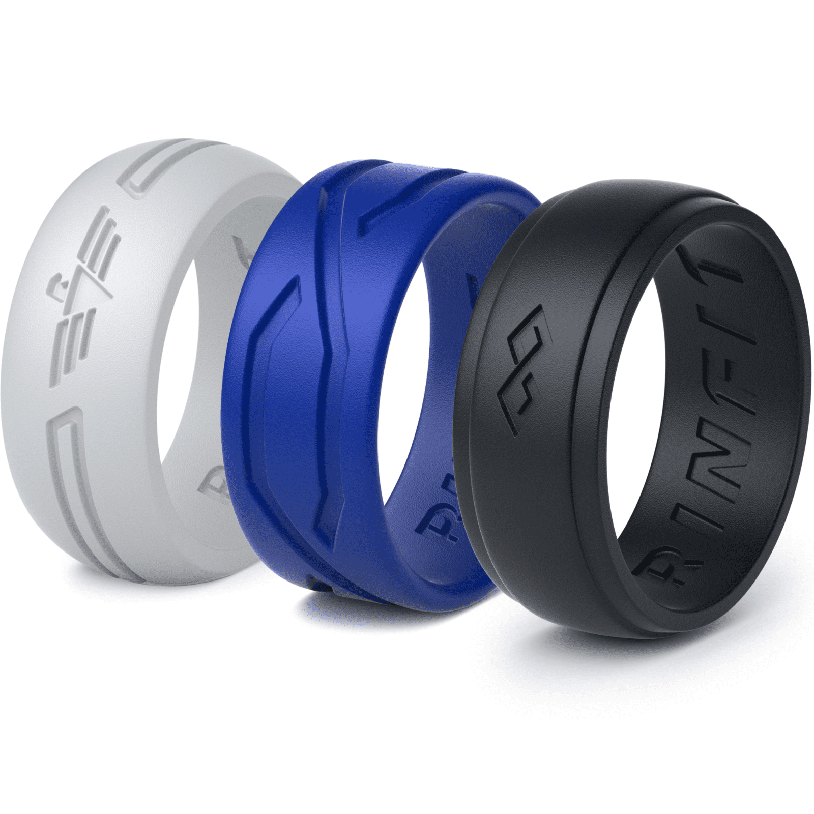 Men's Silicone Wedding Rings by Rinfit- 3 Rubber Bands Pack. Soft ...